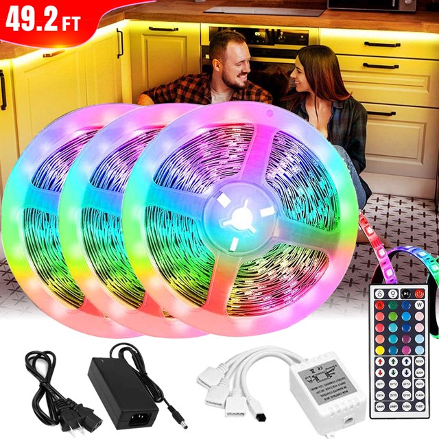 49.2ft 15M 60 Leds/m RGB LED Light Strip 12V Waterpoof IP65 Color ...