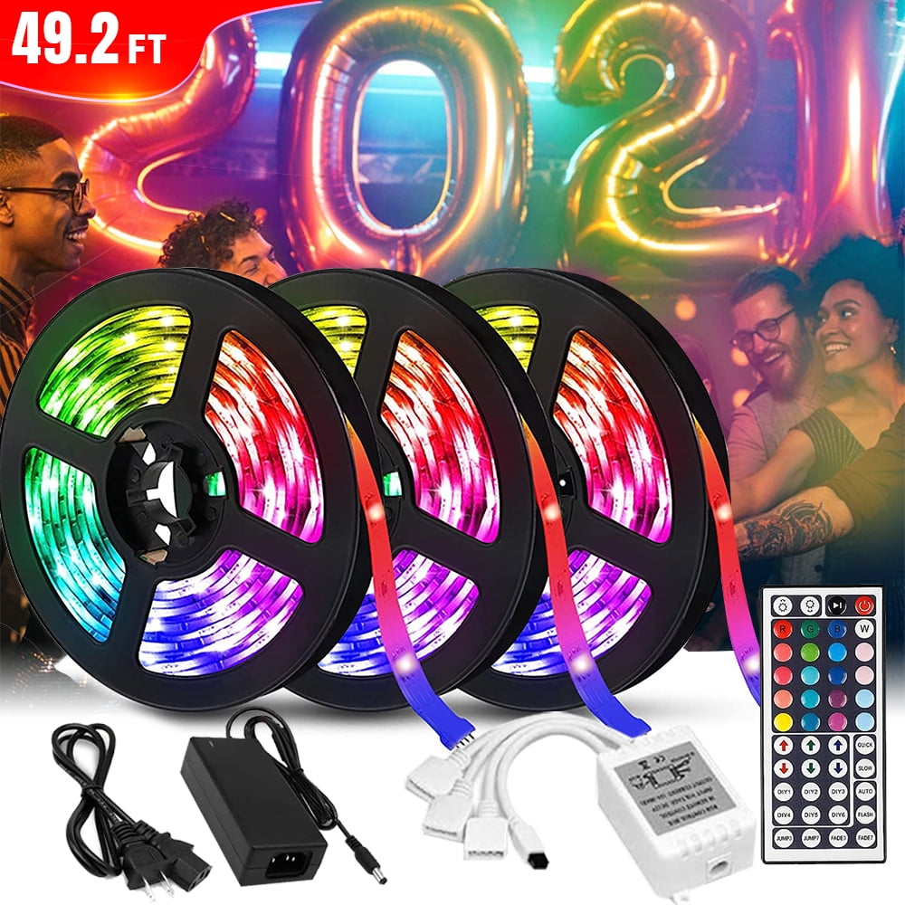 49.2ft/15M Waterproof Flexible Strip 450leds Color Changing RGB SMD3528 ...