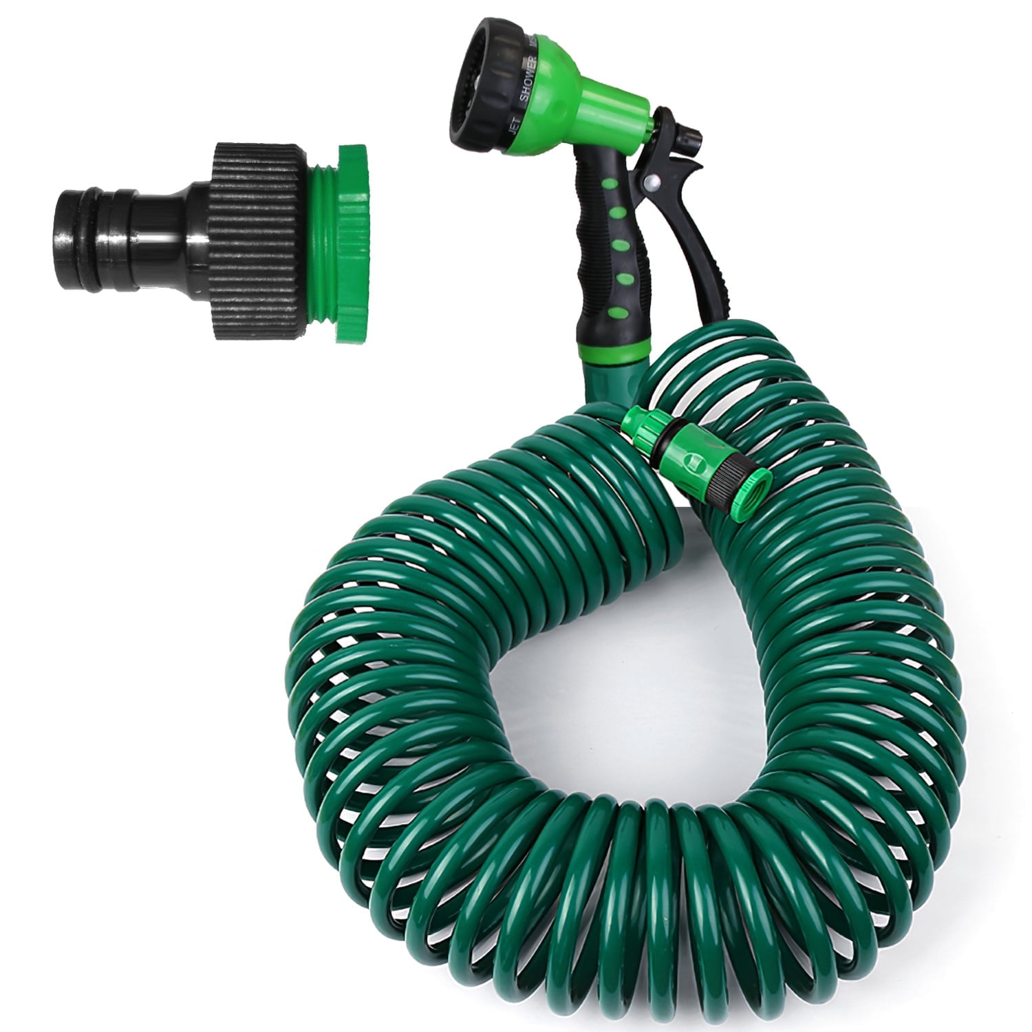 49.2ft Coil Garden Hose TeqHome EVA Flexible Coiled Water Hose with 3/4 ...