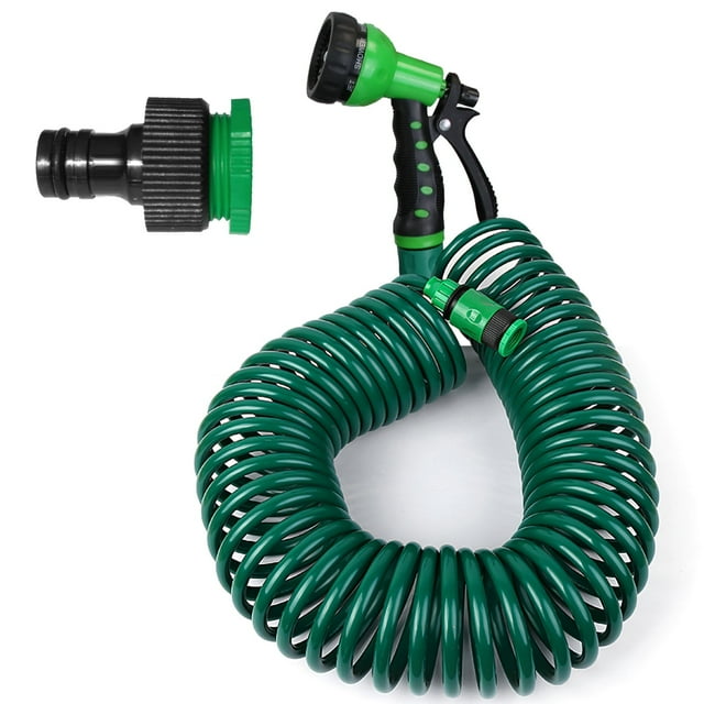 49.2ft Coil Garden Hose TeqHome EVA Flexible Coiled Water Hose with 3/4 ...