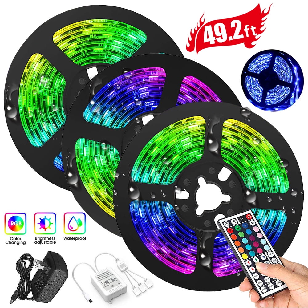49.2ft LED Strip Lights, 15M RGB Color Changing LED Light Strip Kit ...