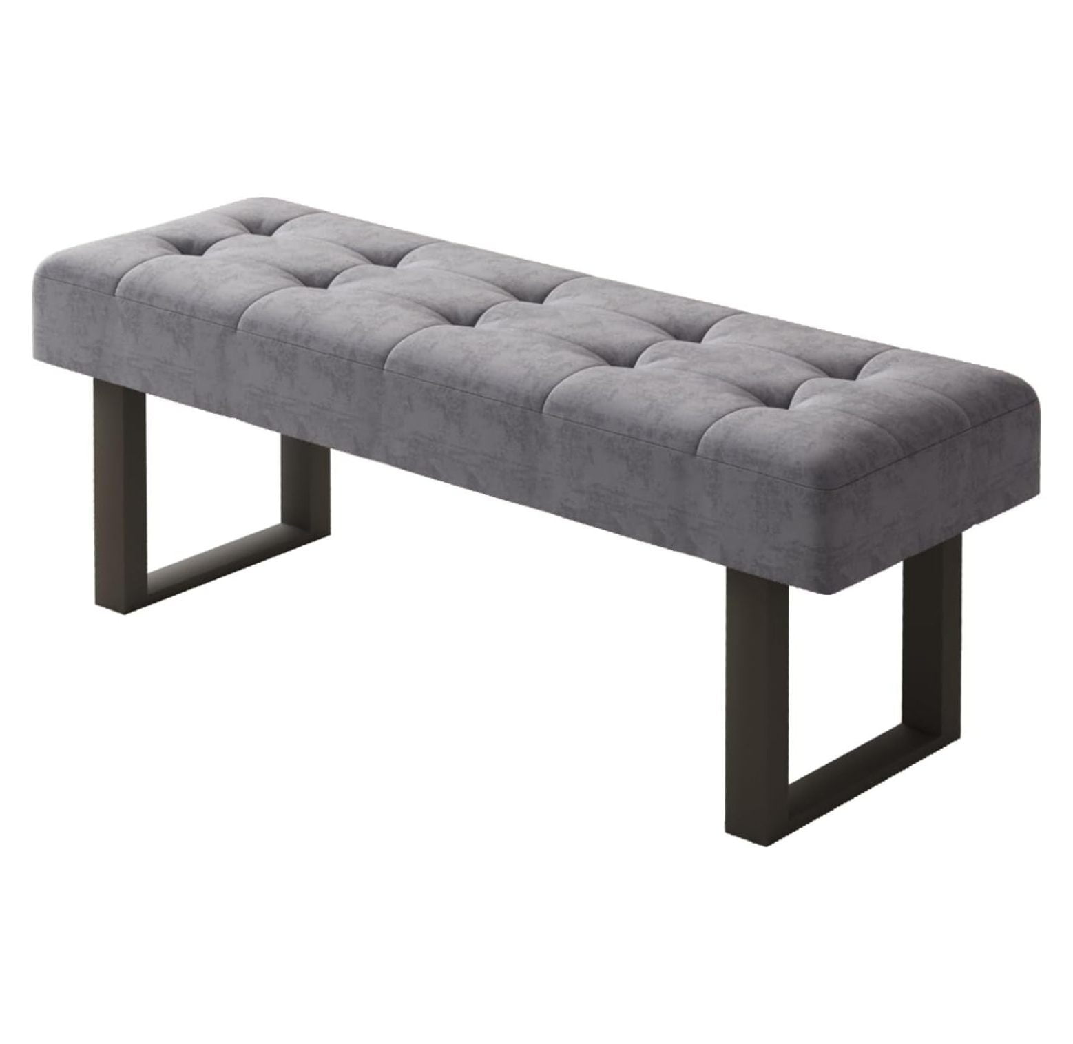 49.2in Upholstered Quality Cloth Fabrics Bench with Metal Leg, Button ...