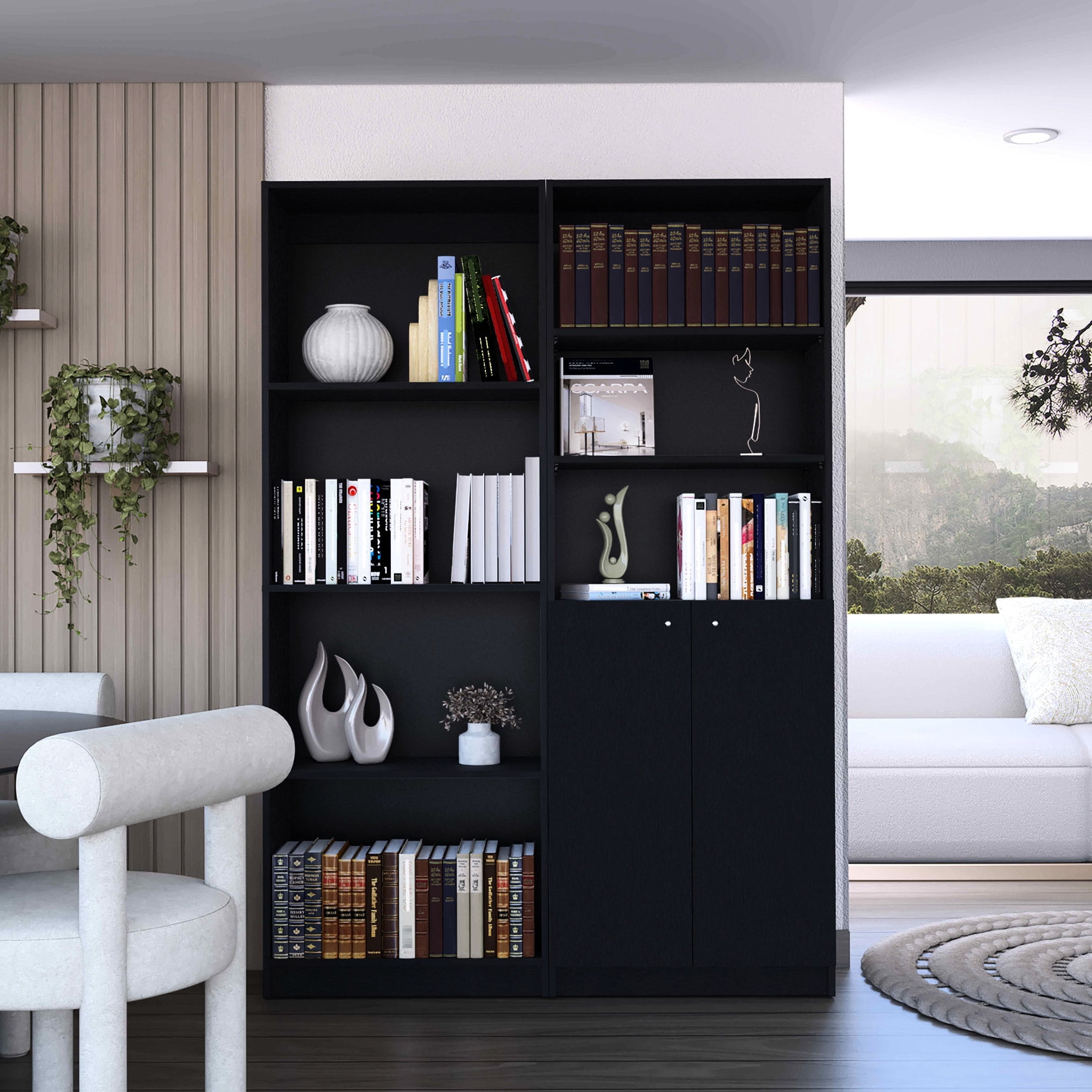 49.40 in Wide, Particle Board - Versatile Display and Concealed Storage ...