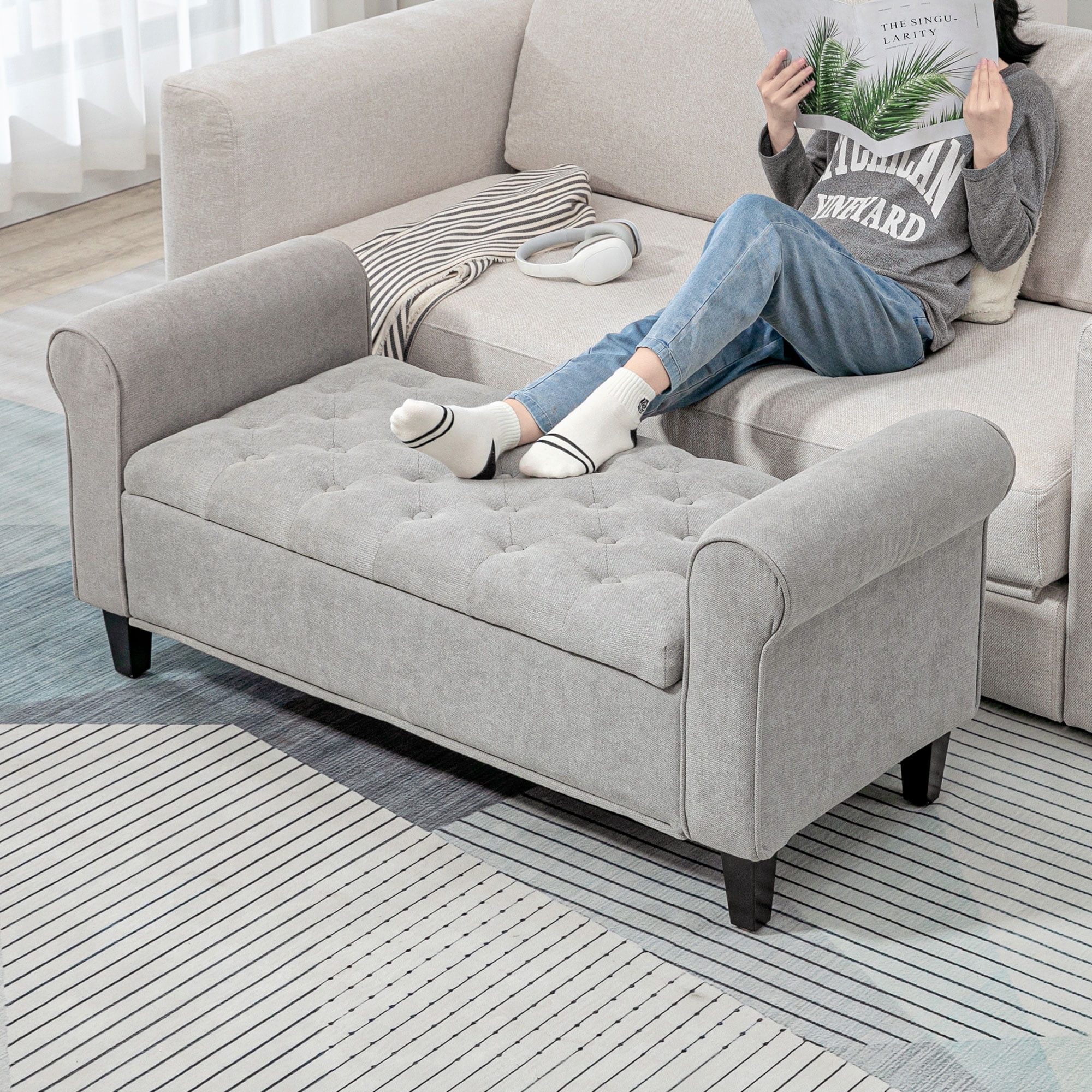 49.5" Classic Tufted Storage Bench – Rolled Arm Design – 22.5" Height ...