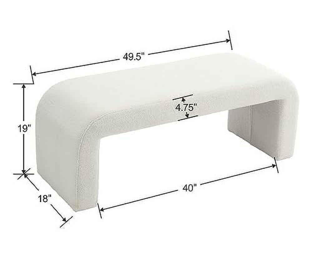 49.5" Teddy Bed Bench Ottoman Bench Modern Fuzzy Sherpa Upholstered ...