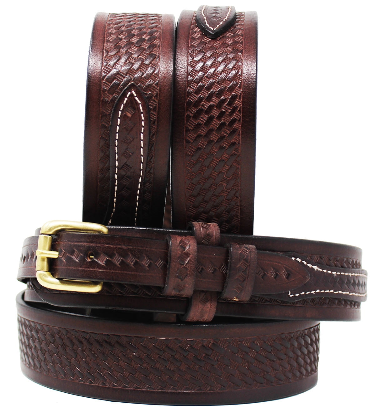 49-50 PRORIDER Men's Western RANGER BELT Tooled Leather Basket Weave ...