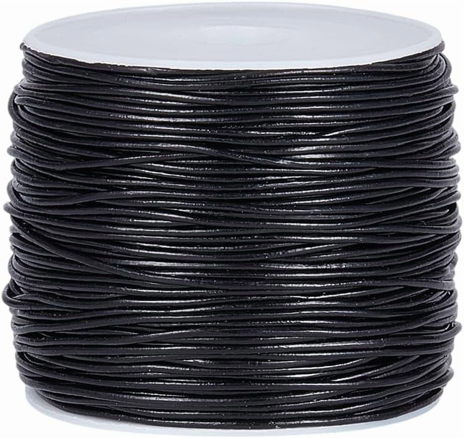 49-55 Yards Round Leather Cord 1mm Black Cowhide Genuine Leathers Cord ...
