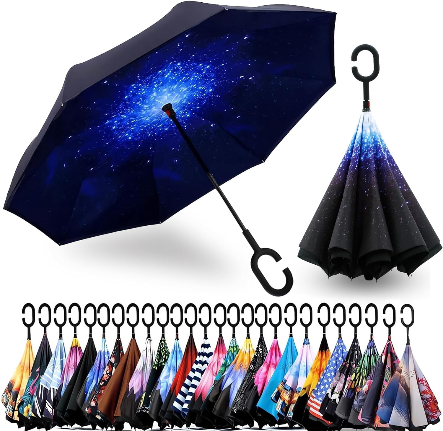 49/56 Inch Inverted Reverse Upside Down Umbrella, Extra Large Double ...