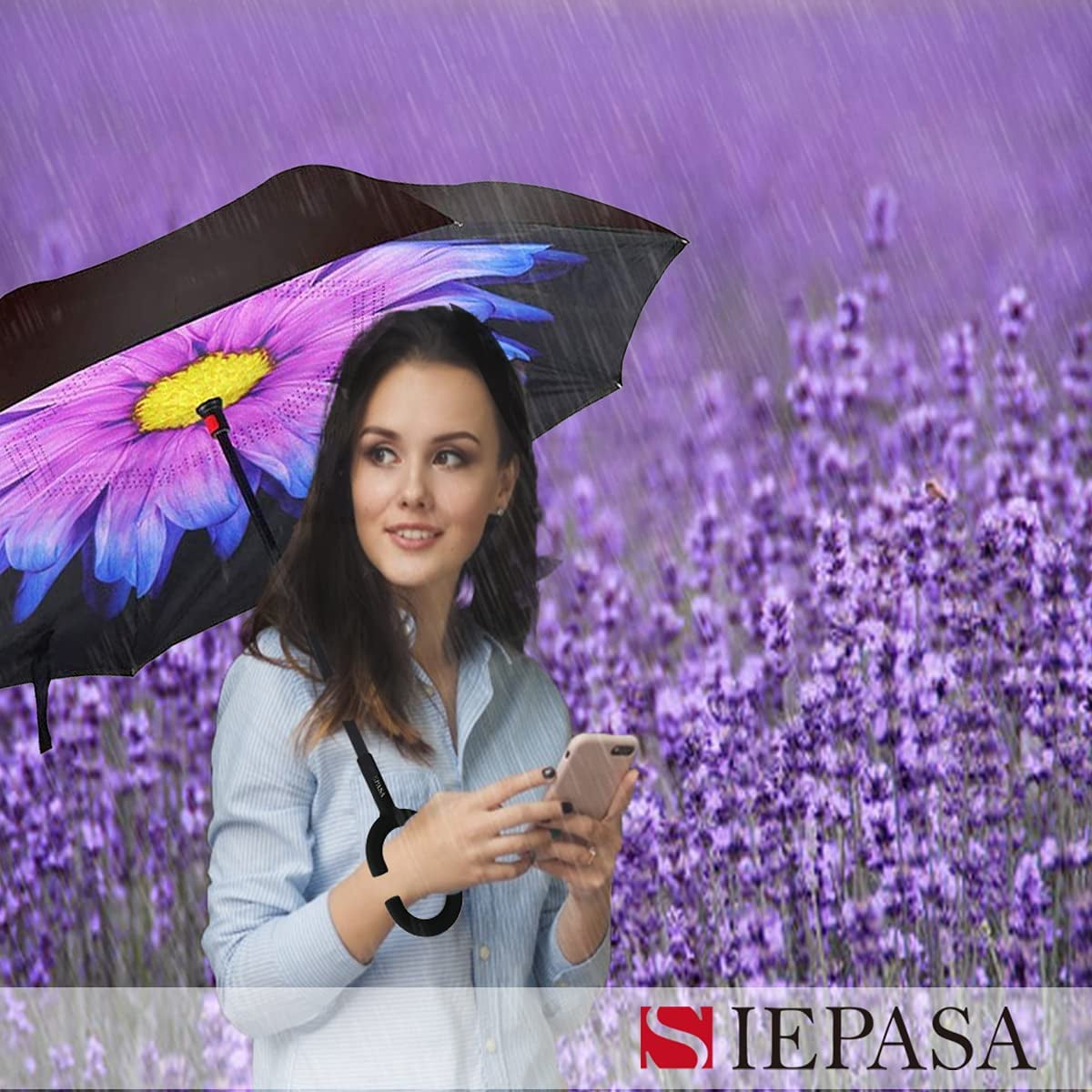 49/56 Inch Inverted Reverse Upside Down Umbrella, Extra Large Double ...