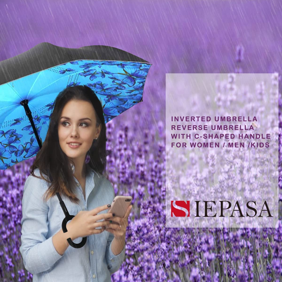 49/56 Inch Inverted Reverse Upside Down Umbrella, Extra Large Double ...