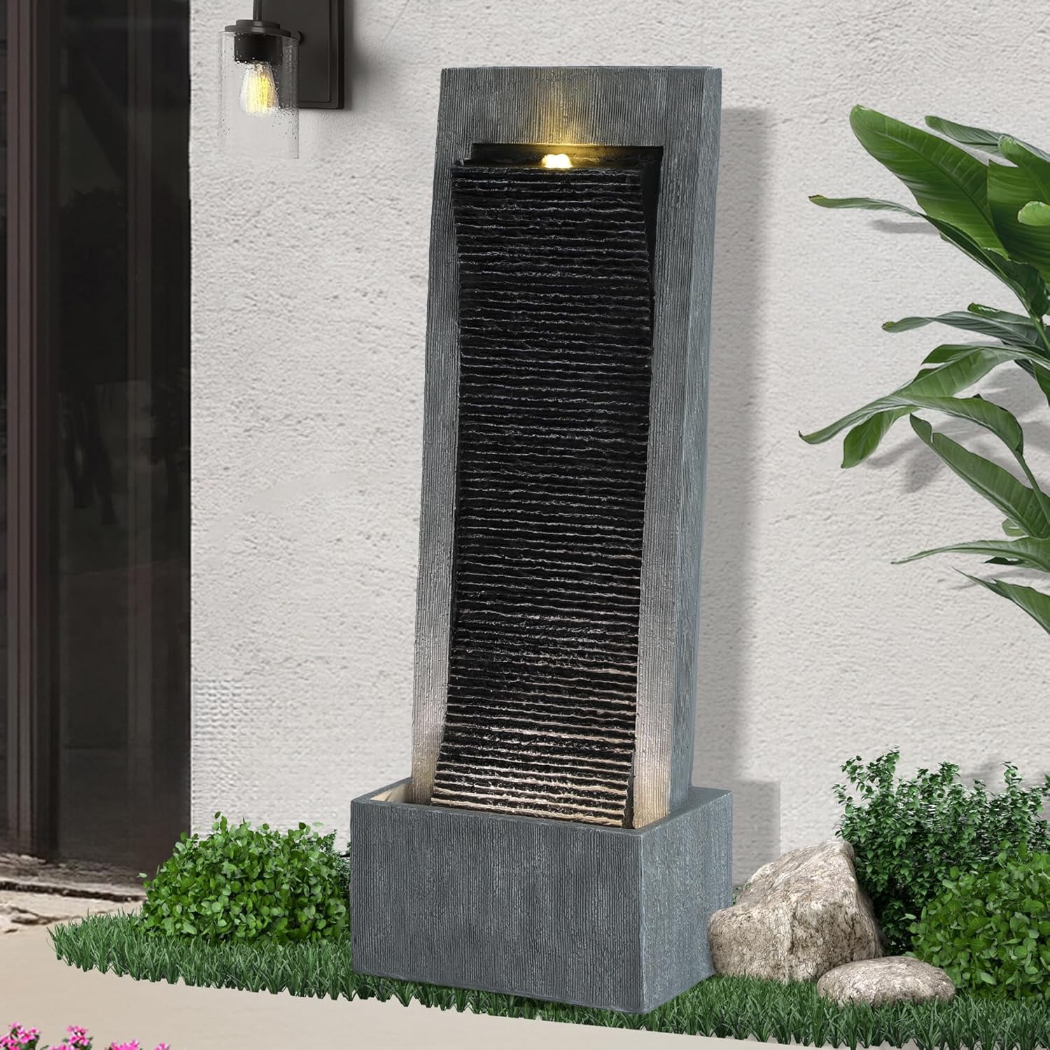 49.6" H Waterfall Fountains Outdoor Garden - Water Fountains and ...