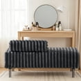 49.6" W Entryway Bench with Back, Faux Fur Upholstered Bench for ...