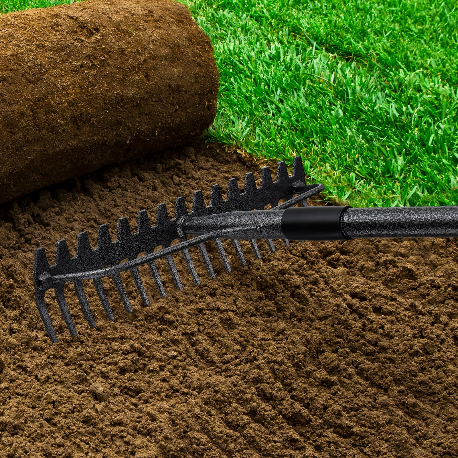 49/63/77Inch Rake - 17" Wide Garden with Double-Sided, Heavy Duty ...