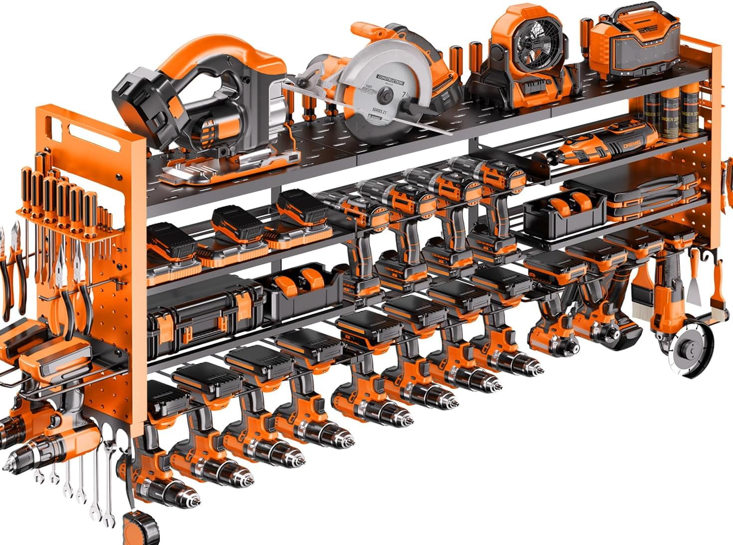 49.8" W Super Large Power Tool Organizer Wall Mount,4-Layer Heavy Duty ...