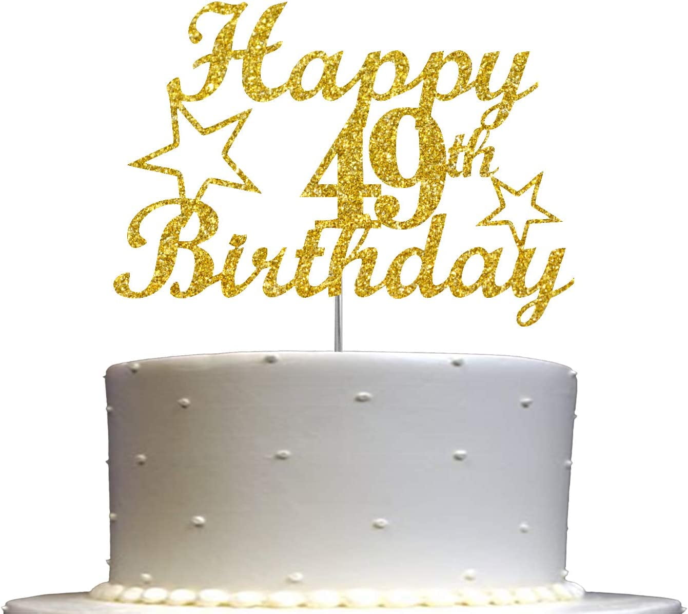 49 Birthday Cake Topper Gold Glitter, Party Decoration Ideas, Sturdy ...