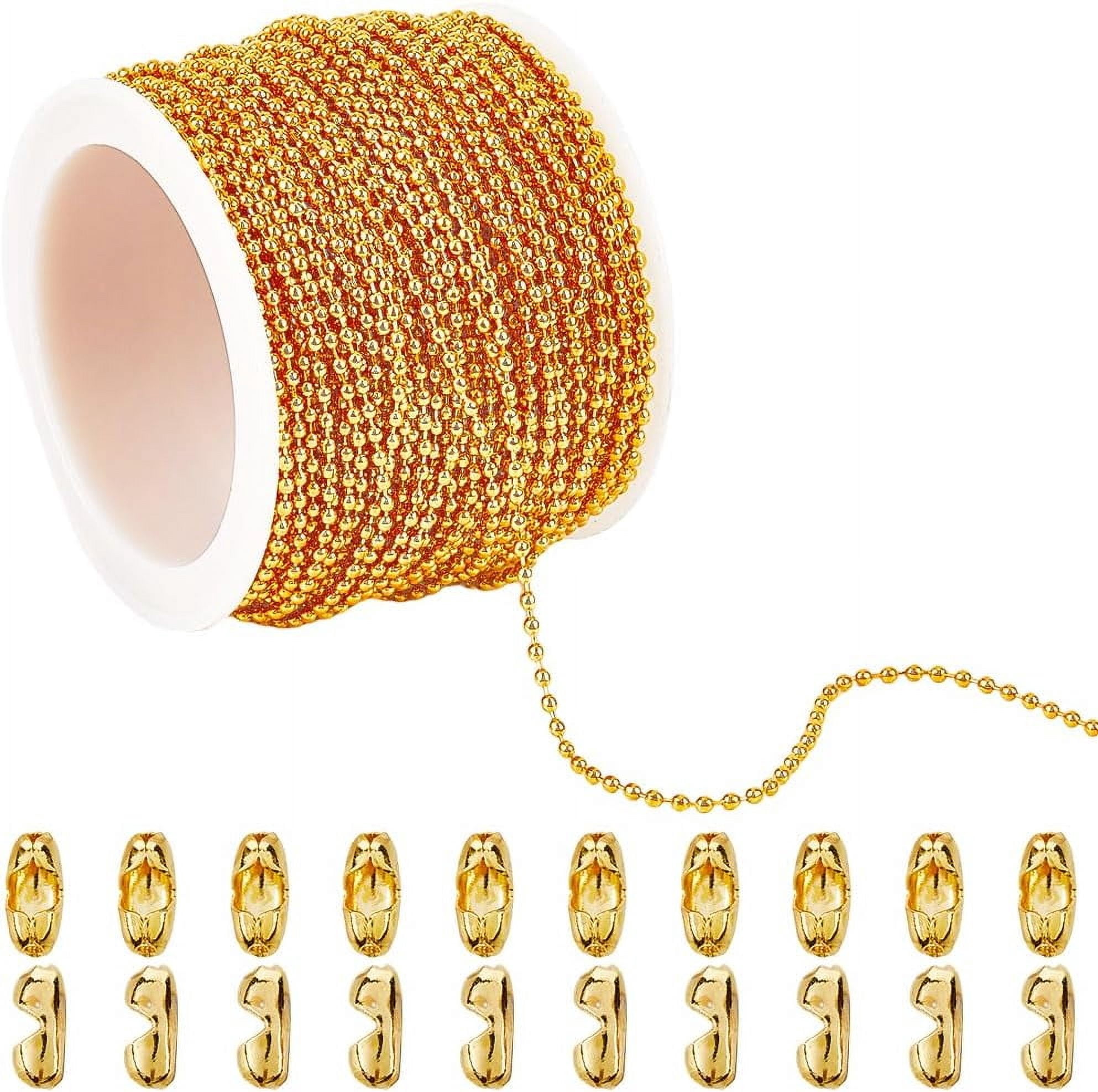 49 Feet/15M 1.5mm Brass Ball Chain Metal Bead Chains Gold Beaded Dog ...