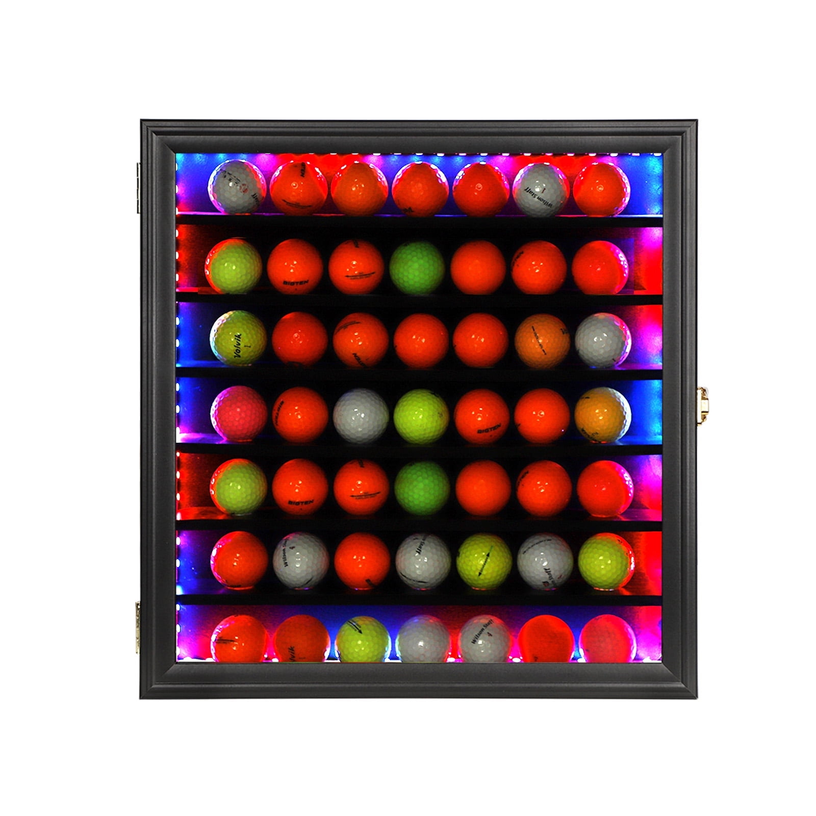 49 Golf Ball Display Case with LED Lights, Wall Mounted Golf Ball ...