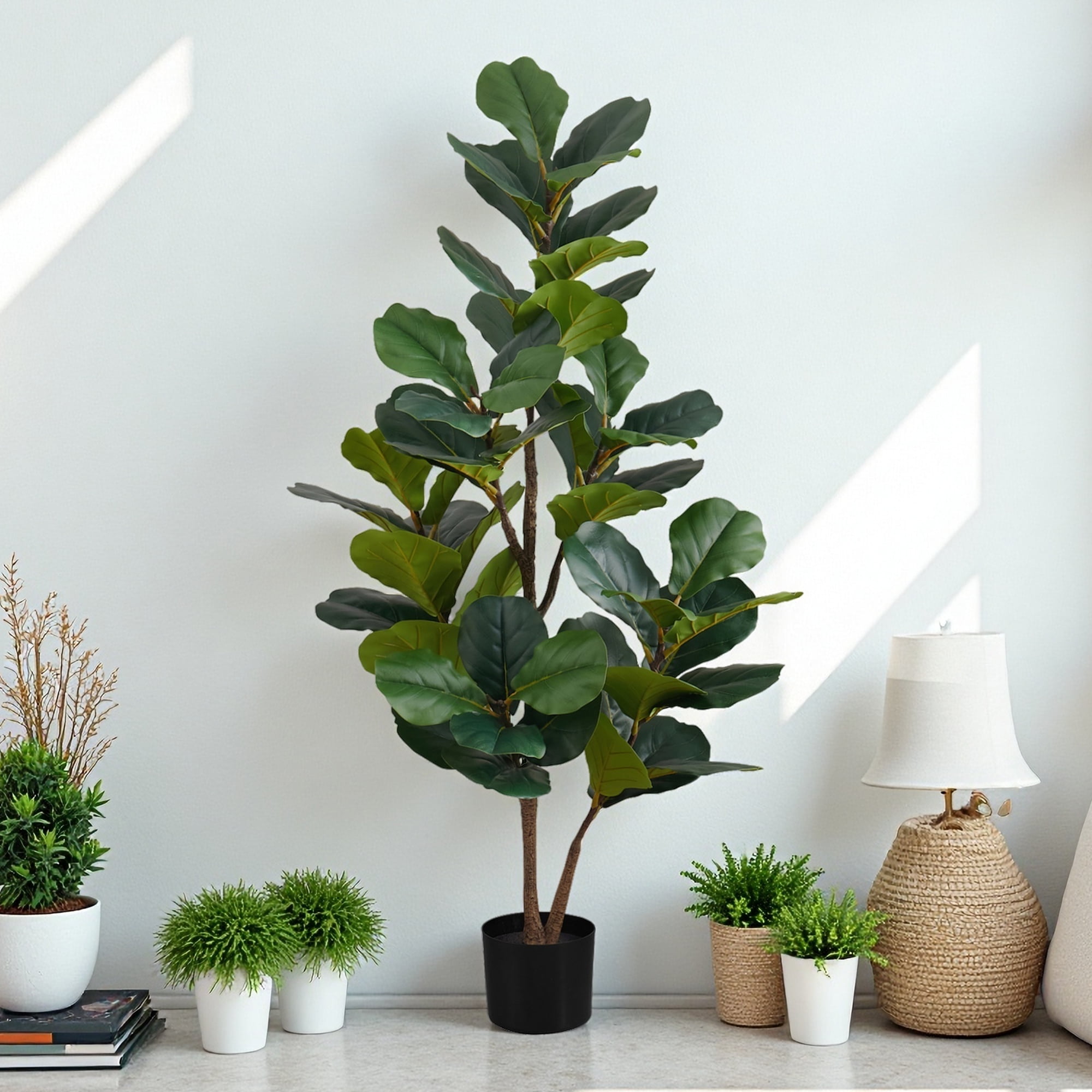 49 Inch Artificial Fiddle Leaf Fig Tree - Indoor Floor Potted Fake ...