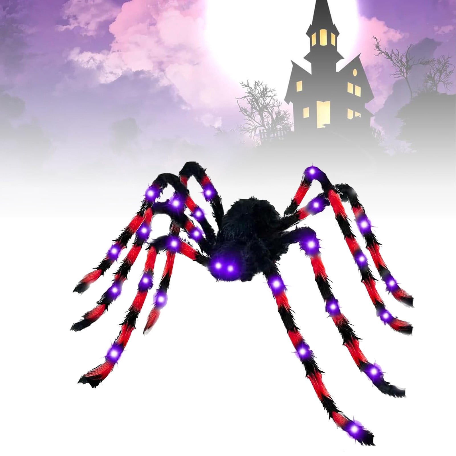 49 Inch Giant LED Light Up Halloween Spider Decor with 38 LED Lights ...