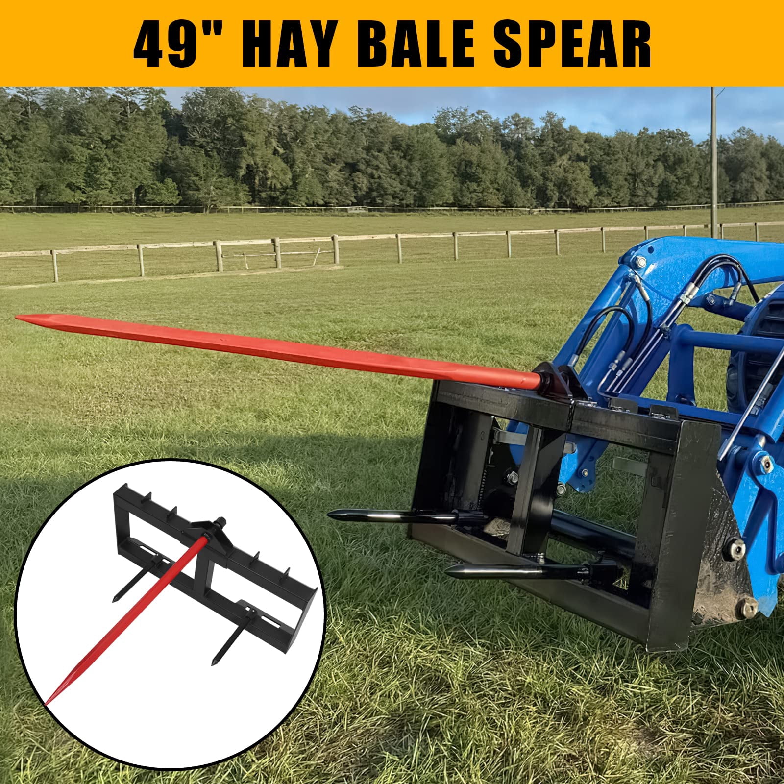 49 Inch TractorSpear Attachment, 3000lbs Capacity Quick Attach Fit for ...