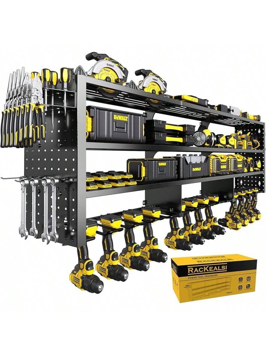 49-Inch Wide Four-Tier Heavy-Duty Metal Wall-Mounted Tool Organizer ...