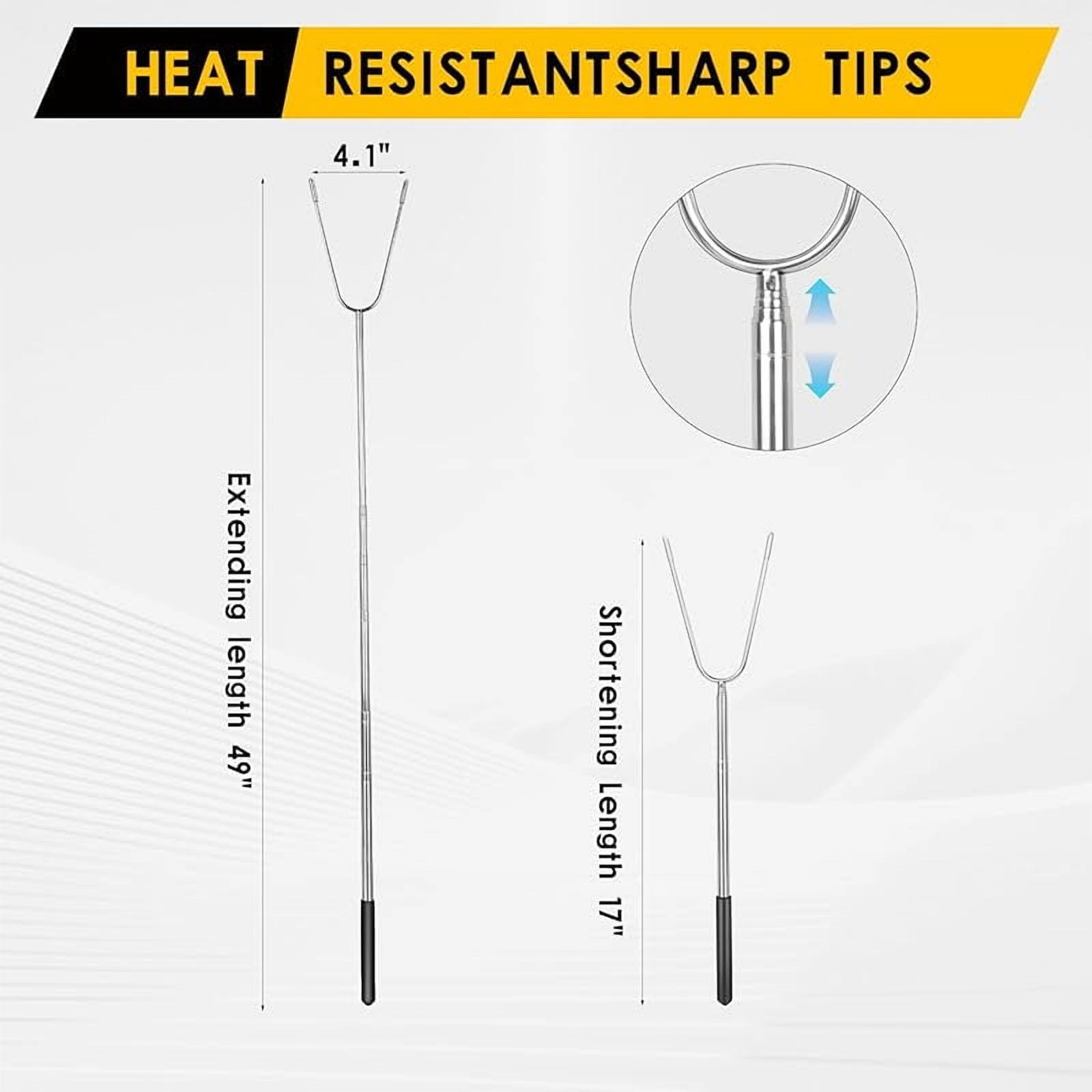 49” Large Fork Head Hot Dog Sticks for Campfires, Extra Long ...