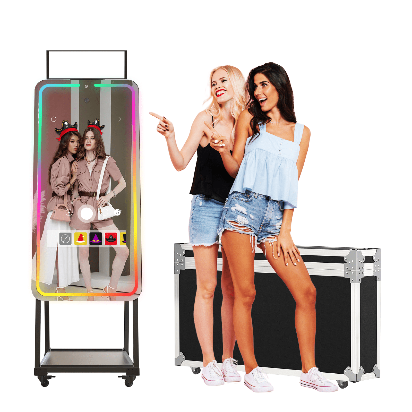 49" Magic Mirror Photo Booth with 32" Touch Screen, 1200W Selfie Camera ...