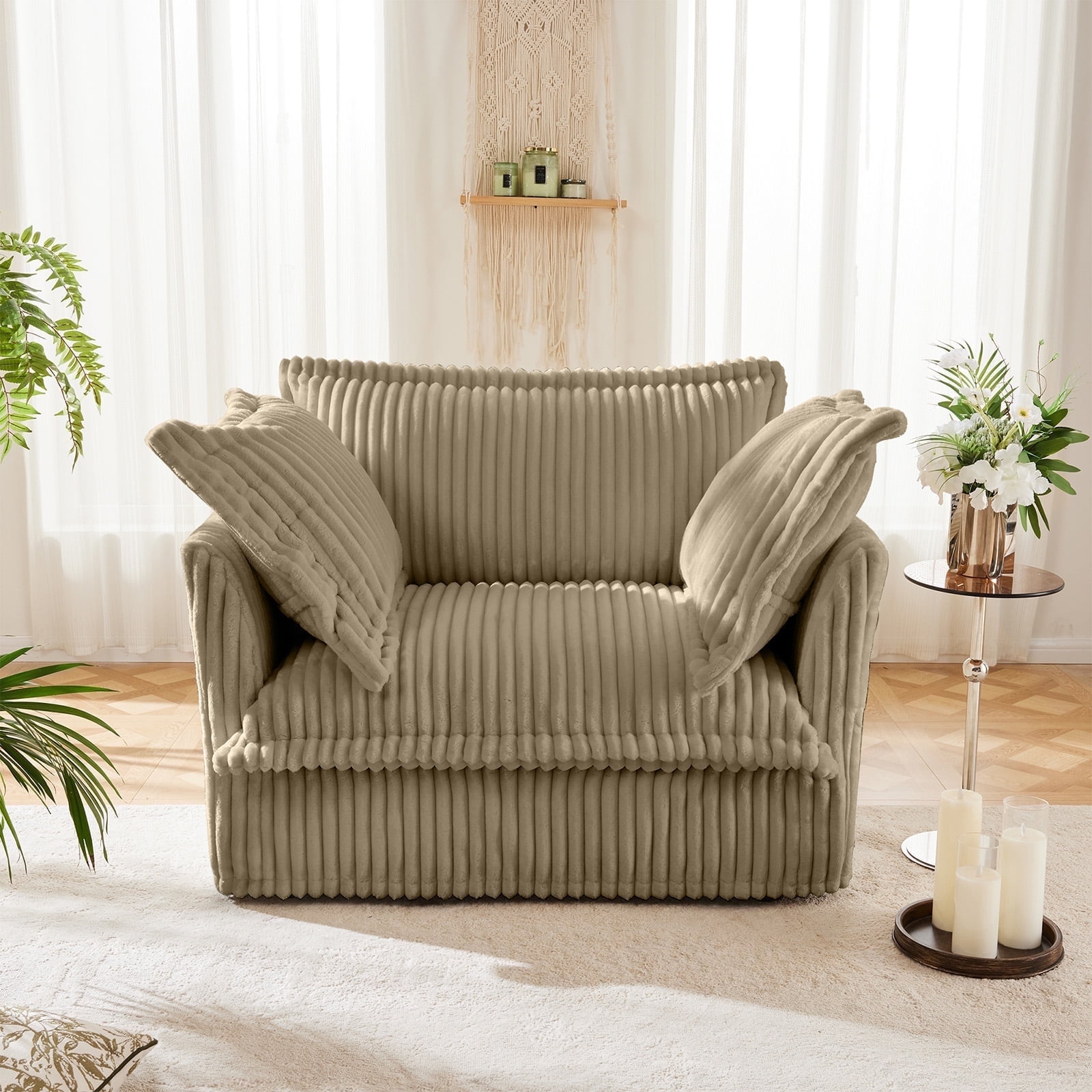 49" Oversized Armchair with Removable Cover – Deep Seat Corduroy Lounge ...