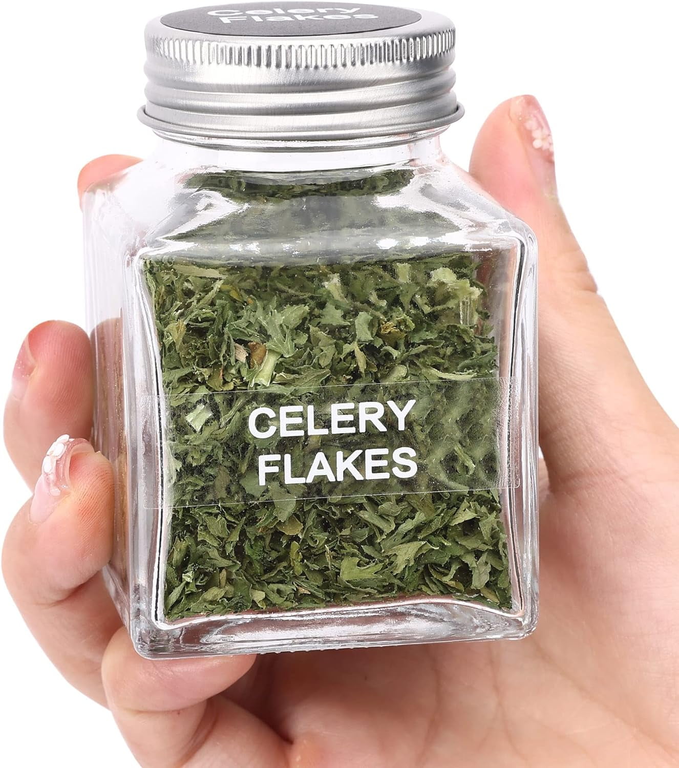 49-Pack Cube Glass Spice Jars with 372 Labels, 49 Shakers, Lids, 4.5 oz ...