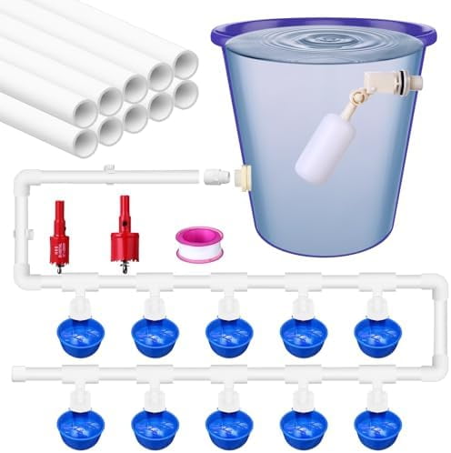 49 Pcs Automatic Chicken Waterer System Includes Chicken Water Cups 1/2 ...