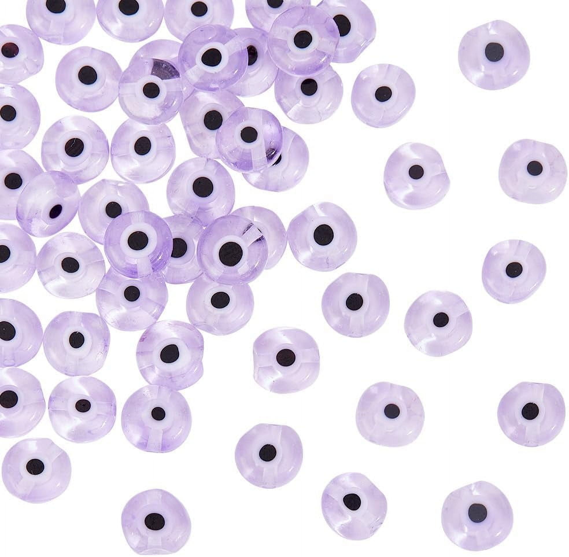 49 Pcs Evil Eye Beads 8mm Purple Handmade Evil Eye Beads Flat Round ...
