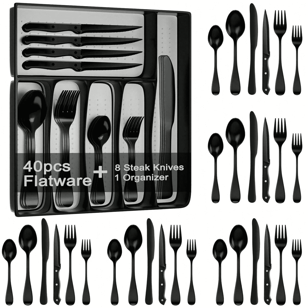 49-Piece Silverware Set With Flatware Drawer Organizer,Durable ...