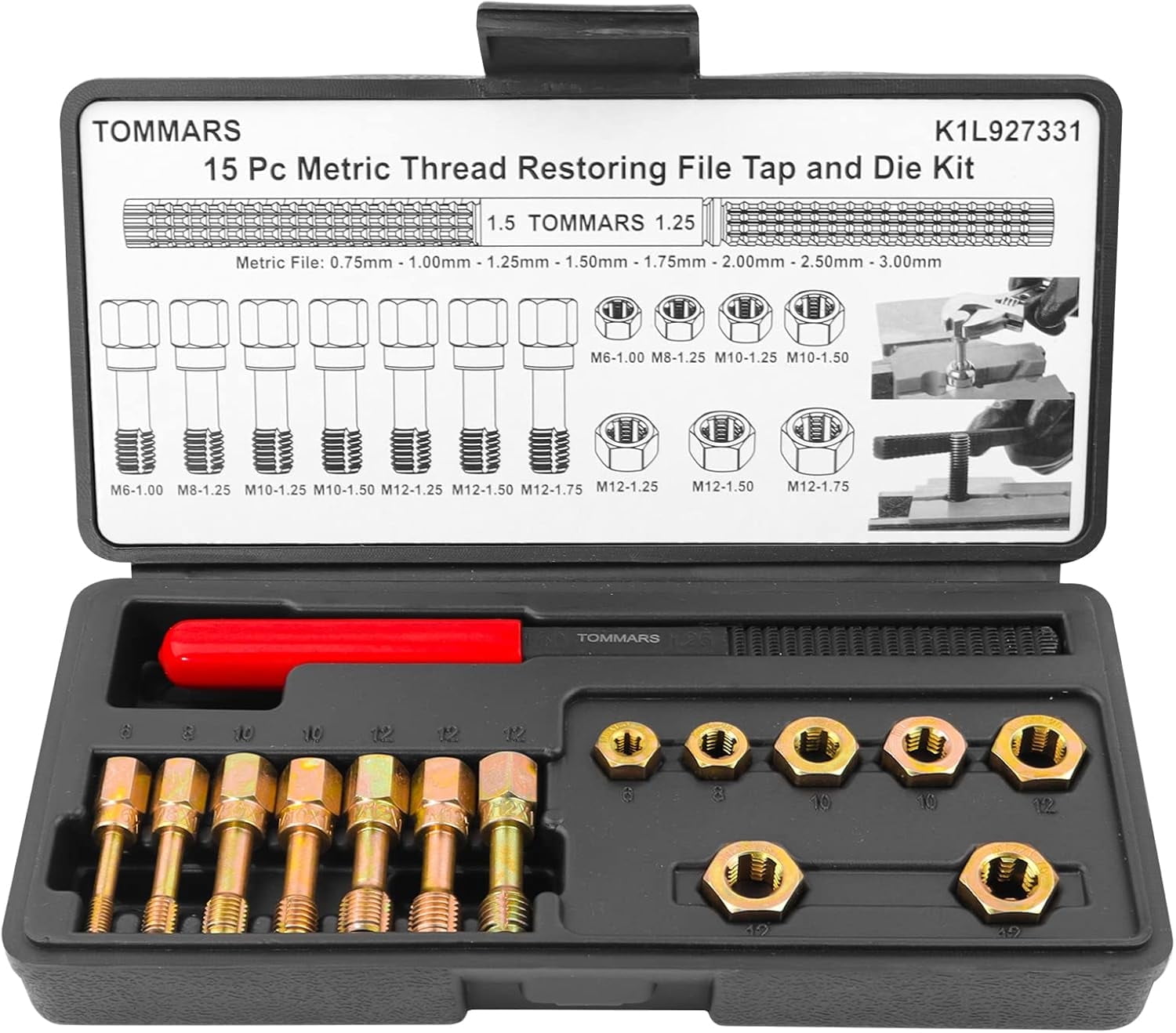 49-Piece Thread Chaser Set Repair Kit, UNC UNF & Metric with Taps, Dies ...