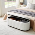 49" Storage Ottoman Bench, Flip Top PU Leather Storage Sofa Bench with ...