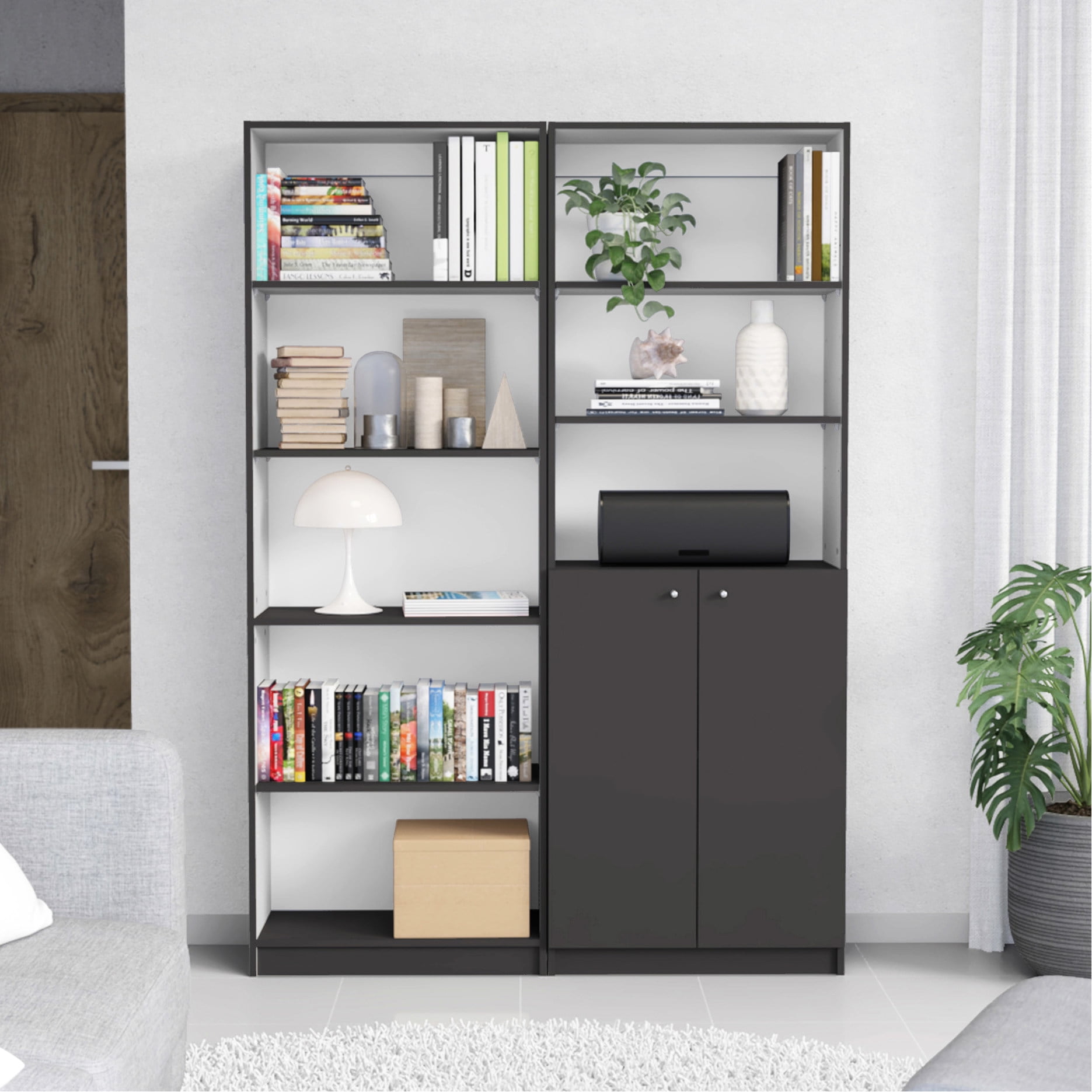 49" Wide Bookcase Pair | Versatile Storage for Different Rooms, Modern ...