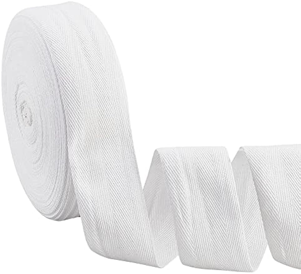 49 Yards(45m)/Roll Cotton Tape Ribbons 50mm Wide White Herringbone ...