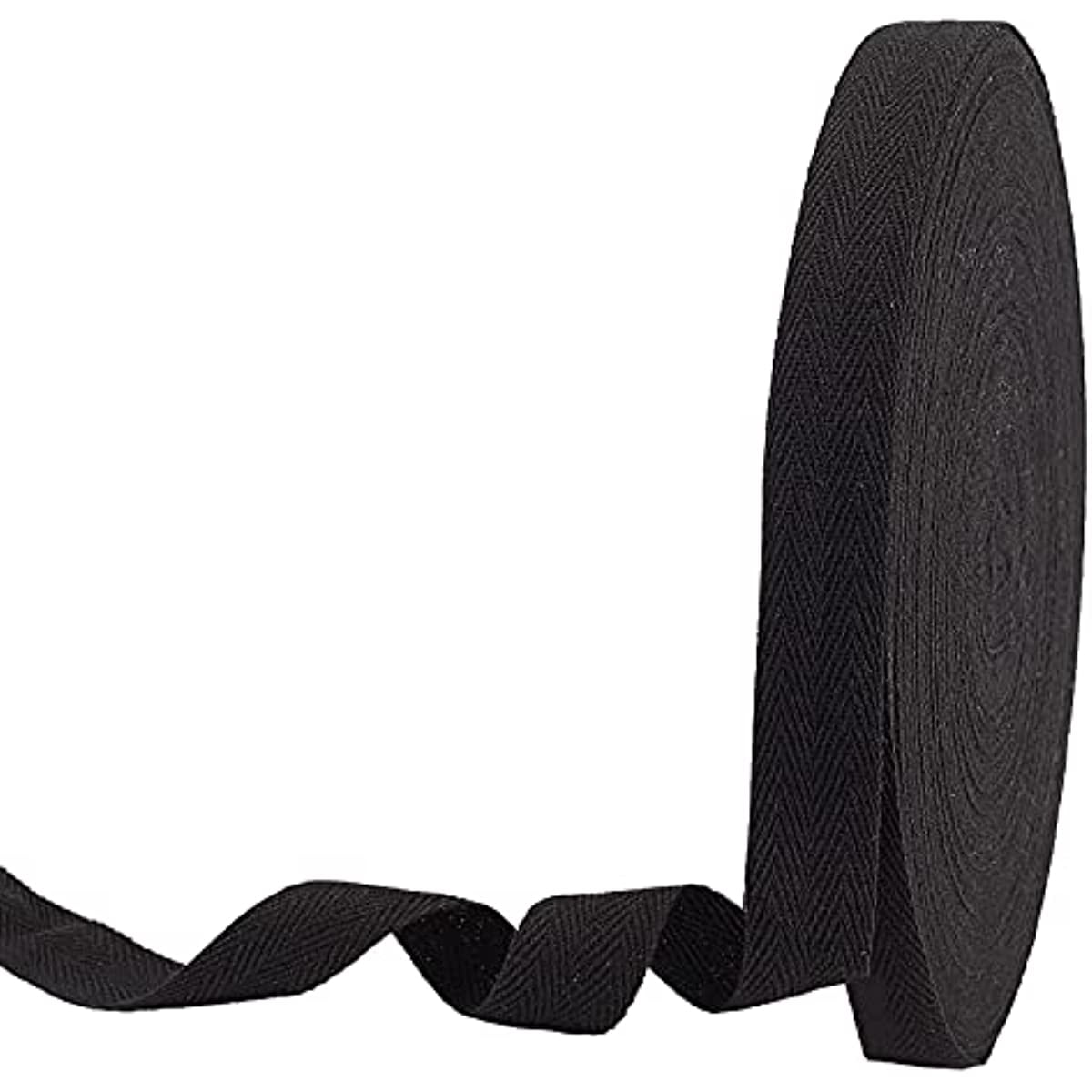 49 Yards(45m)/Roll Herringbone Cotton Webbings 20mm Wide Black Cotton ...