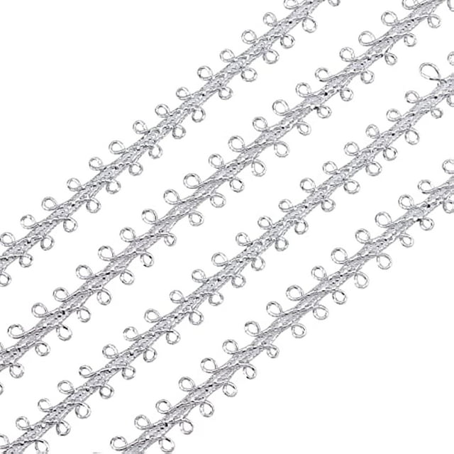 49 Yards Metallic Braid Lace Trim Handmade Silver Circle Metallic Trim ...