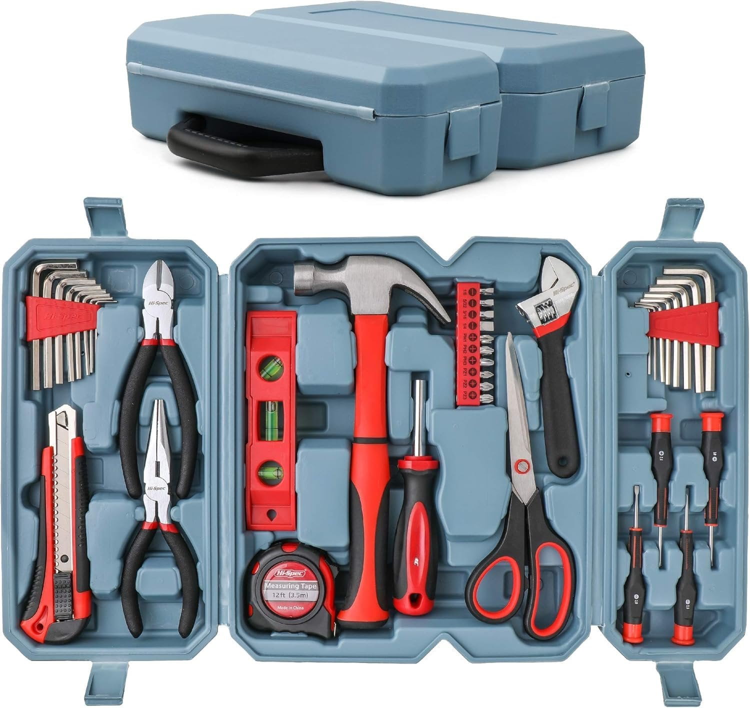 49 count Complete Tool Kit Set in a Portable Toolbox Case. Essential ...