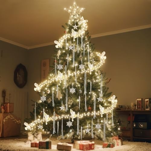 49 ft Christmas Tree Ring Lights with Clear Ornaments Acrylic ...