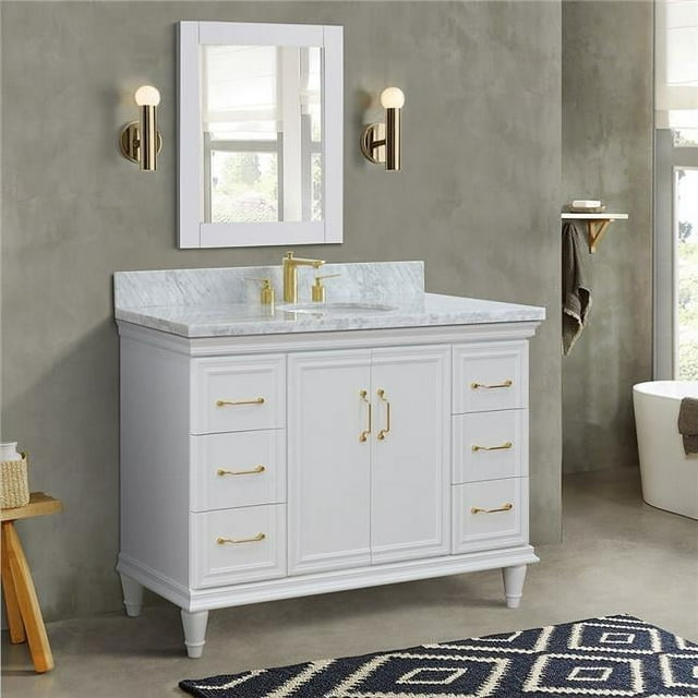 49 in. Single Oval Sink Vanity with Carrara Marble Top, White - Walmart.com