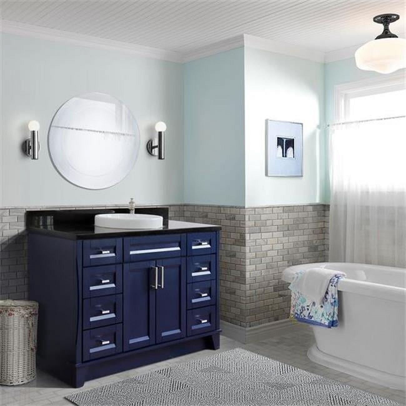49 in. Single Round Sink Vanity with Galaxy Granite Top, Blue & Black ...