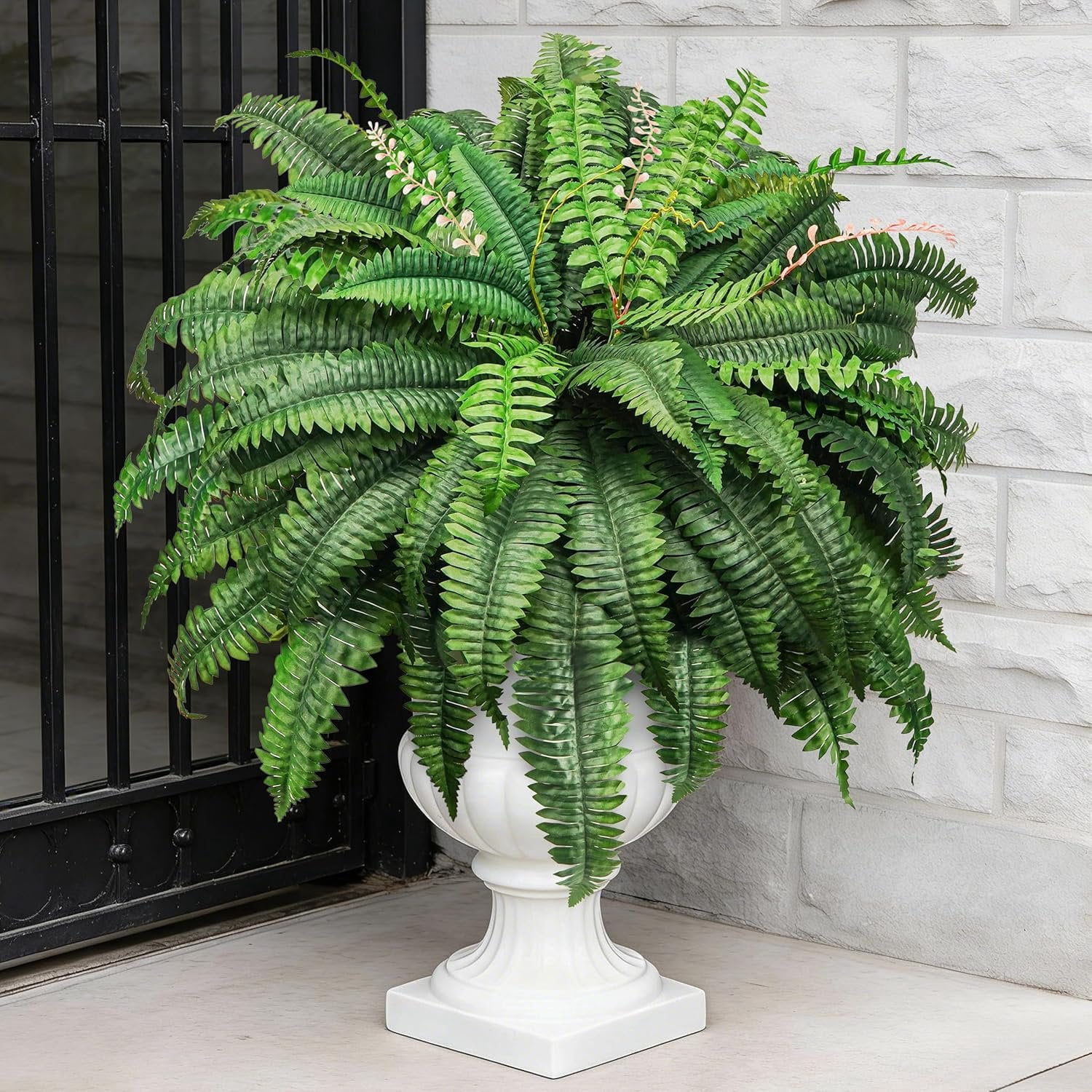 49 inch 96 Leaves Ferns Large, Artificial Outdoors Faux Fern for Porch ...