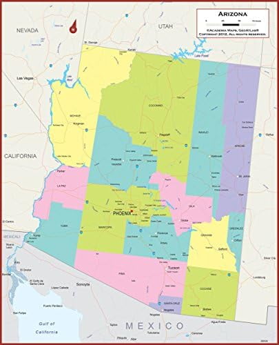 49 x 60 Giant Arizona State Wall Map Poster with Counties - Classroom ...