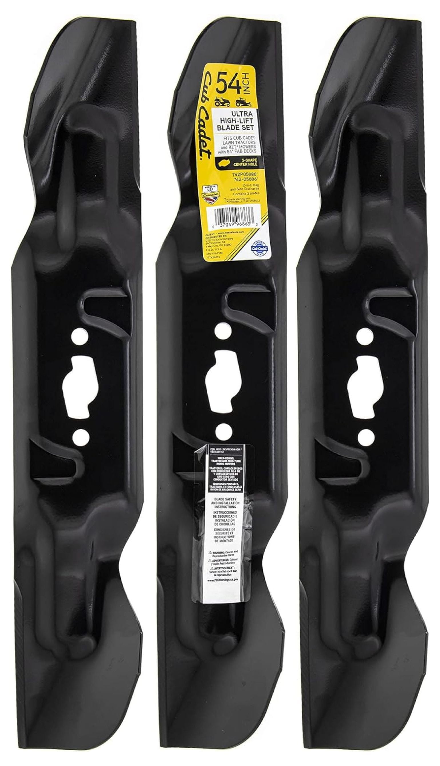 490-110-C194 54" High Lift Blade Set S Shape Center Hole Enduro XT1 ...