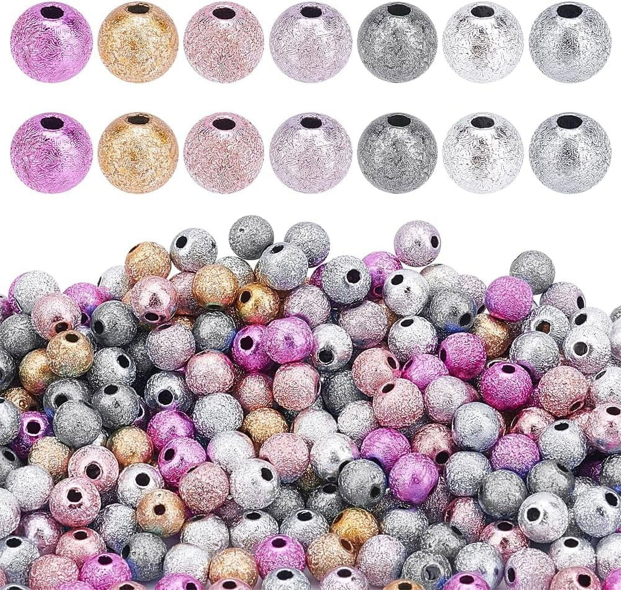 490pcs Sparkle Beads 6mm Glitter Spacer Beads 7 Colors Spray Painted ...