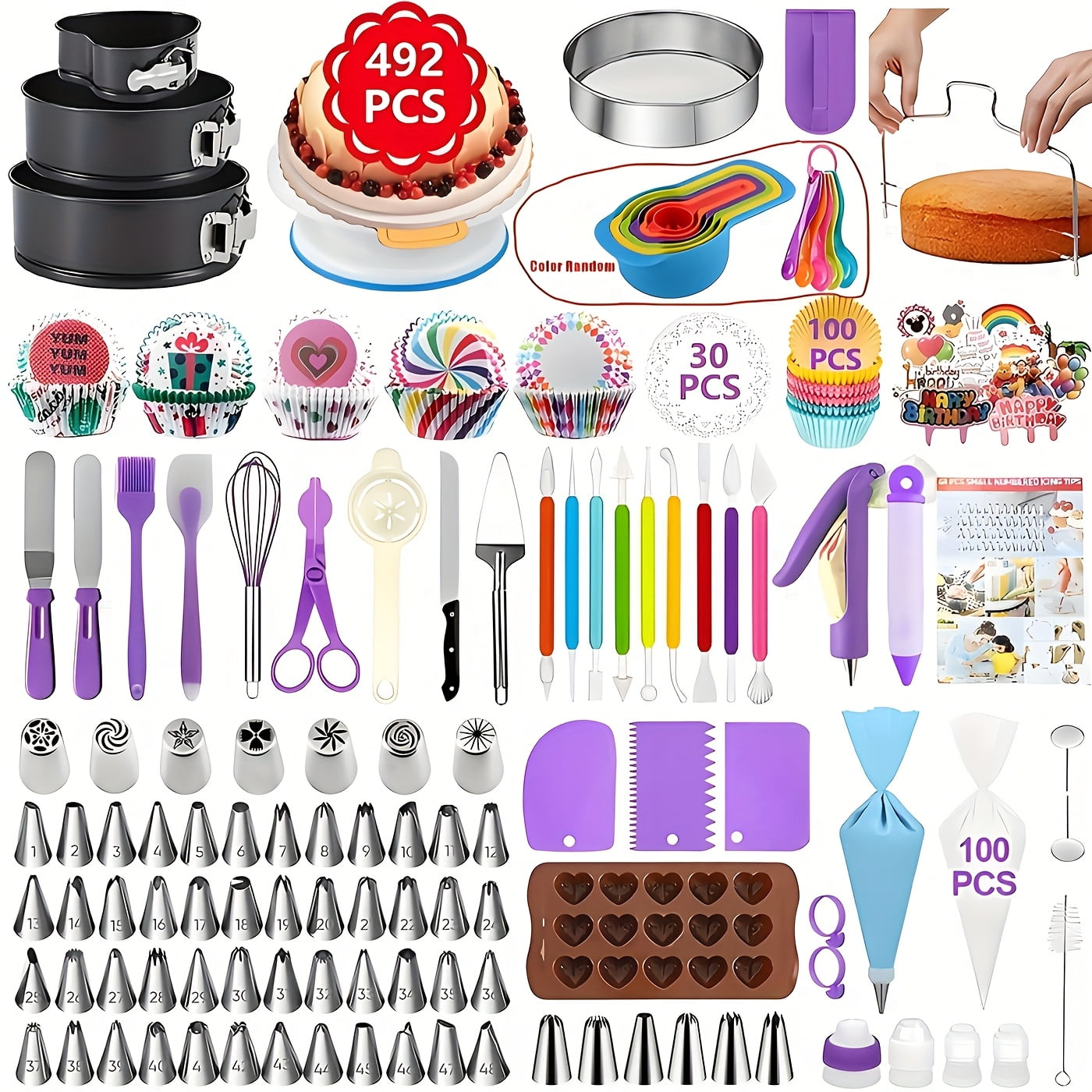 492pcs Pro Cake Decorating Set - Ultimate Cake Decorating Set With Cake ...