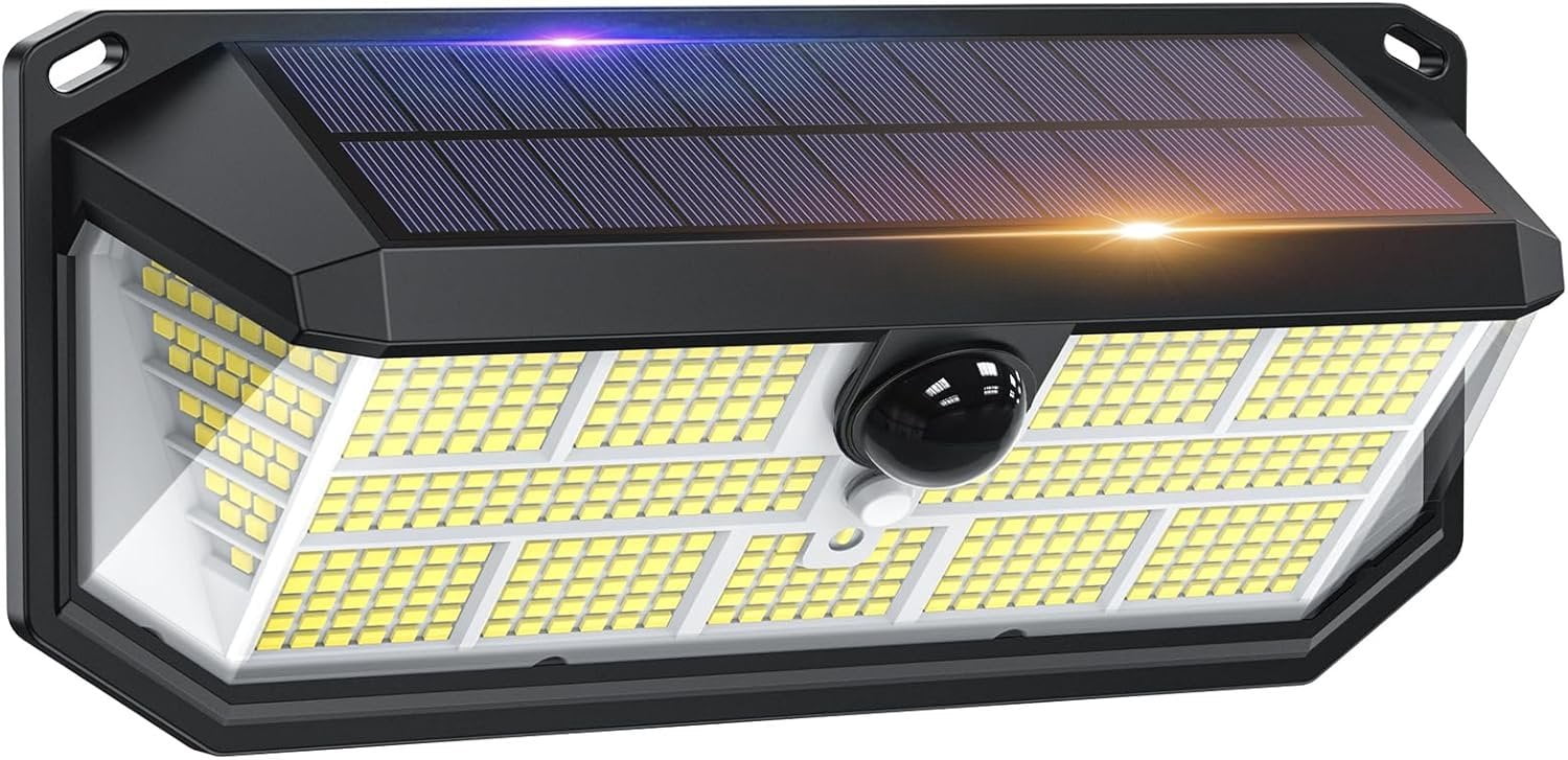 495 LED Solar Lights Outdoor IP66, 300? Wide Angle & 3 Lighting Modes ...