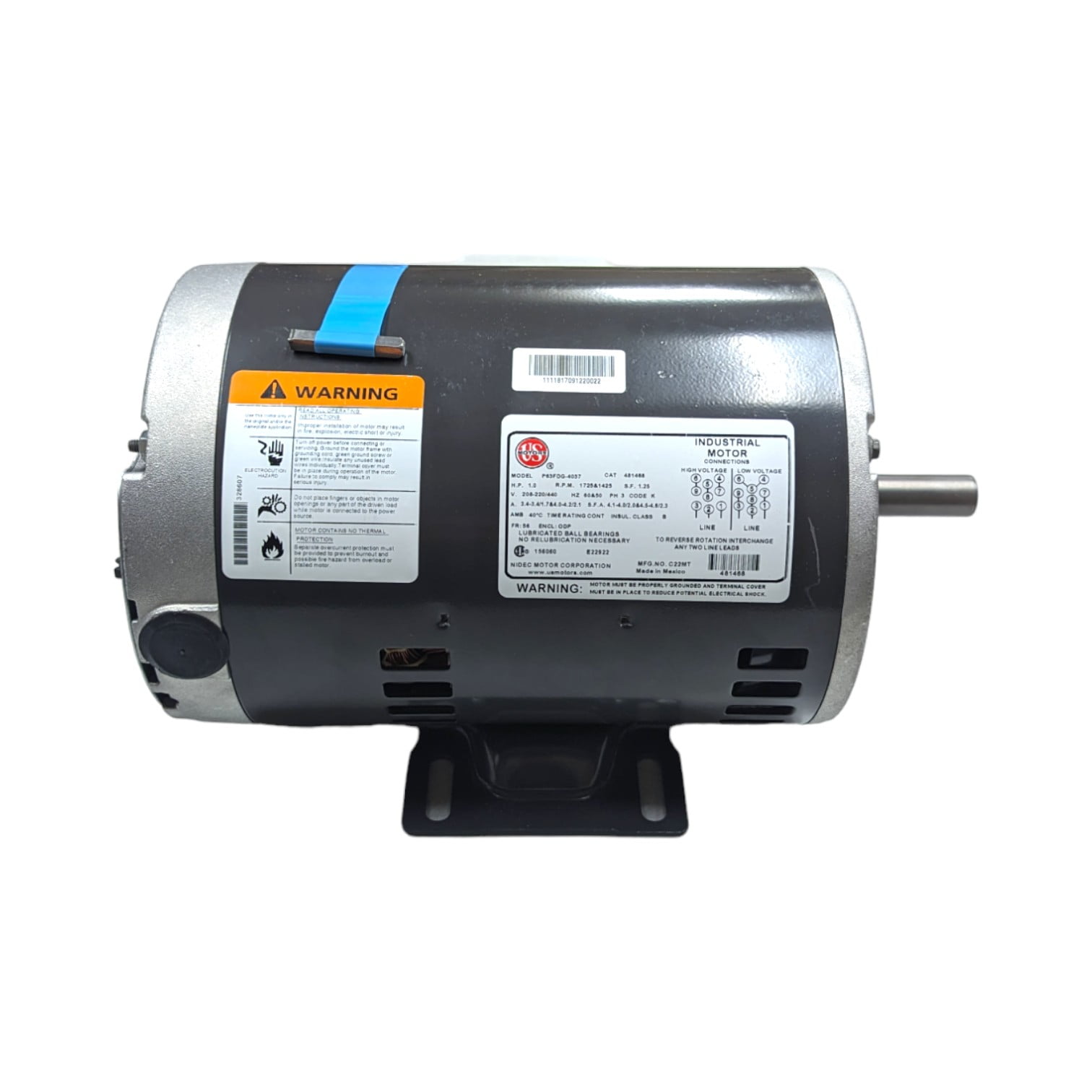 49915 Fantech Belt Drive Blower Motor 1 HP 1725 RPM - Walmart.com