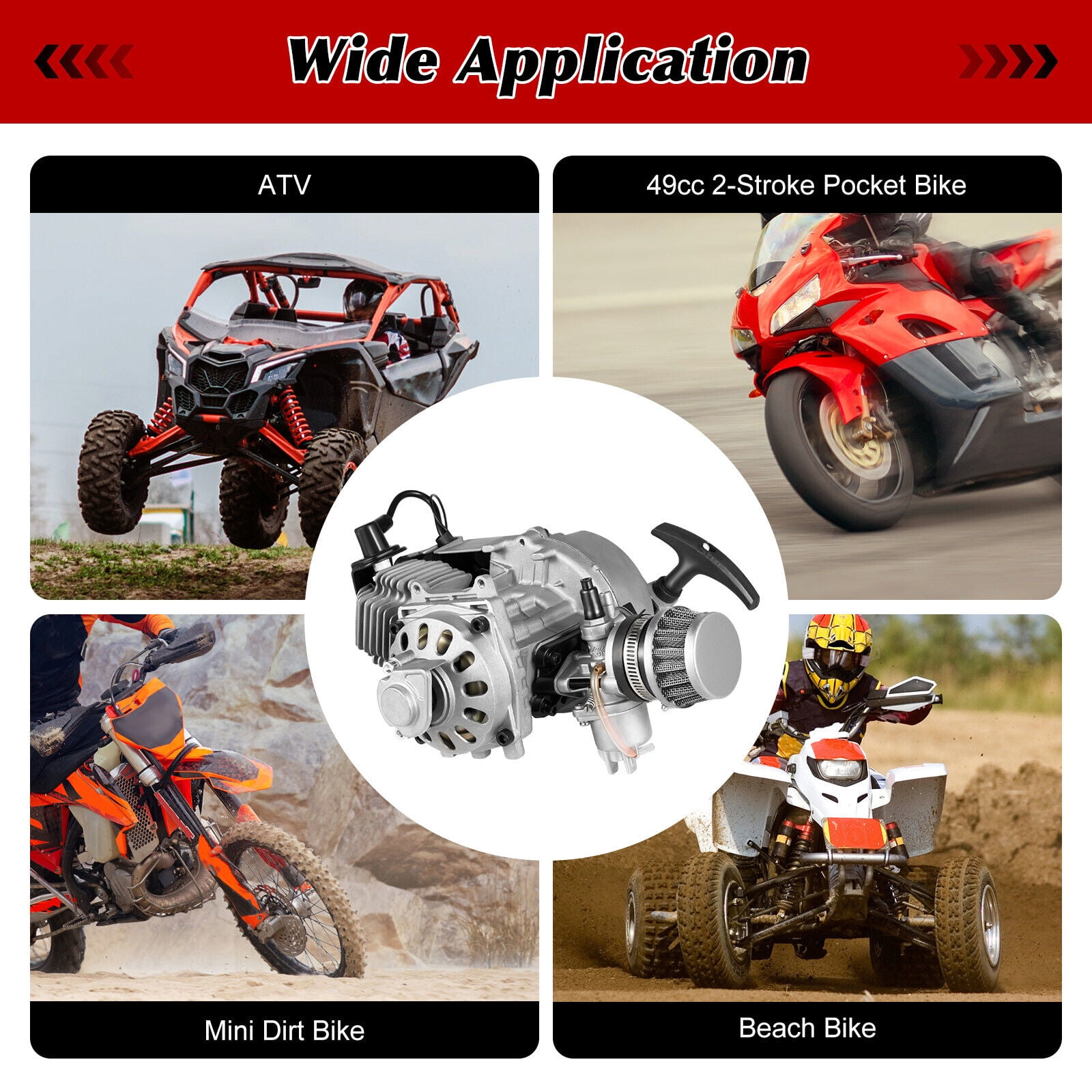 Gas Bike Aazon.co: 49CC 2-Stroke Engine Otor Kit, Ini Pull Start Engine ...